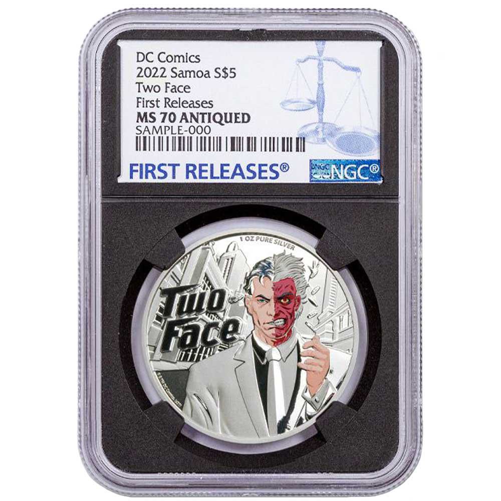Samoa 2022 $5 1-oz Antiqued High Relief Proof-Like Silver DC Comics Two ...