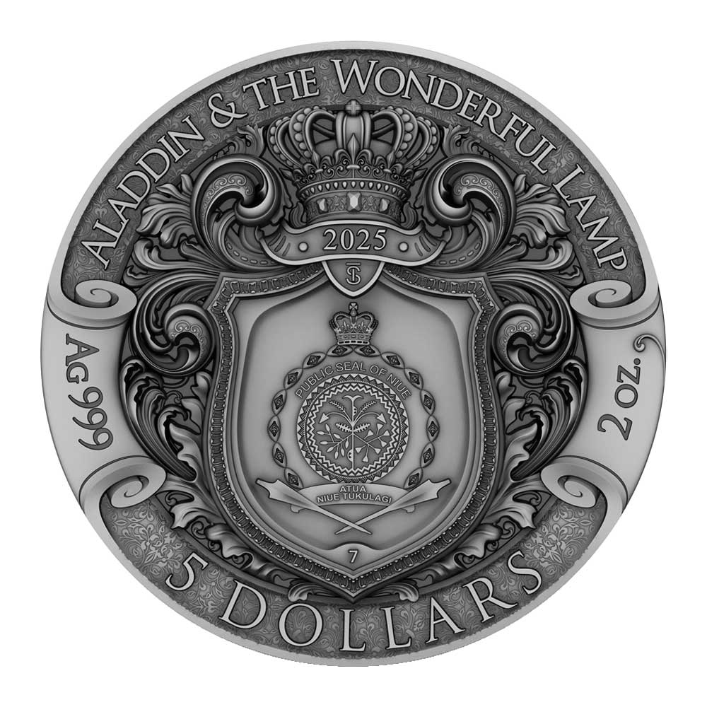 2025 2-oz Aladdin and the Wonderful Lamp Antiqued Silver Coin By T&S ...